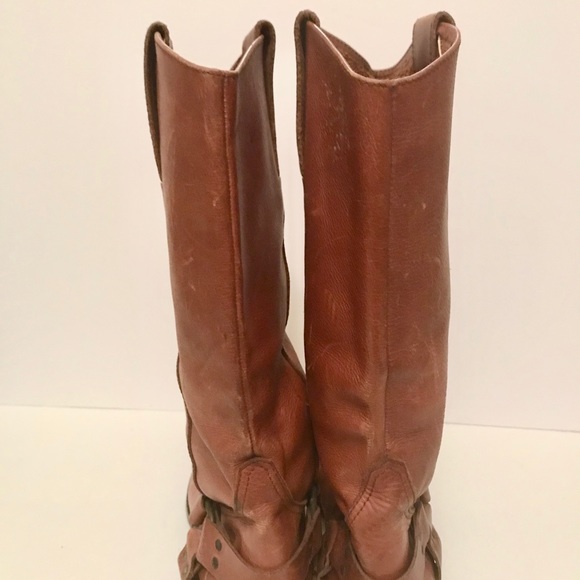 Shoes | Vintage Brown Leather Distressed Motorcycle Boots | Poshmark